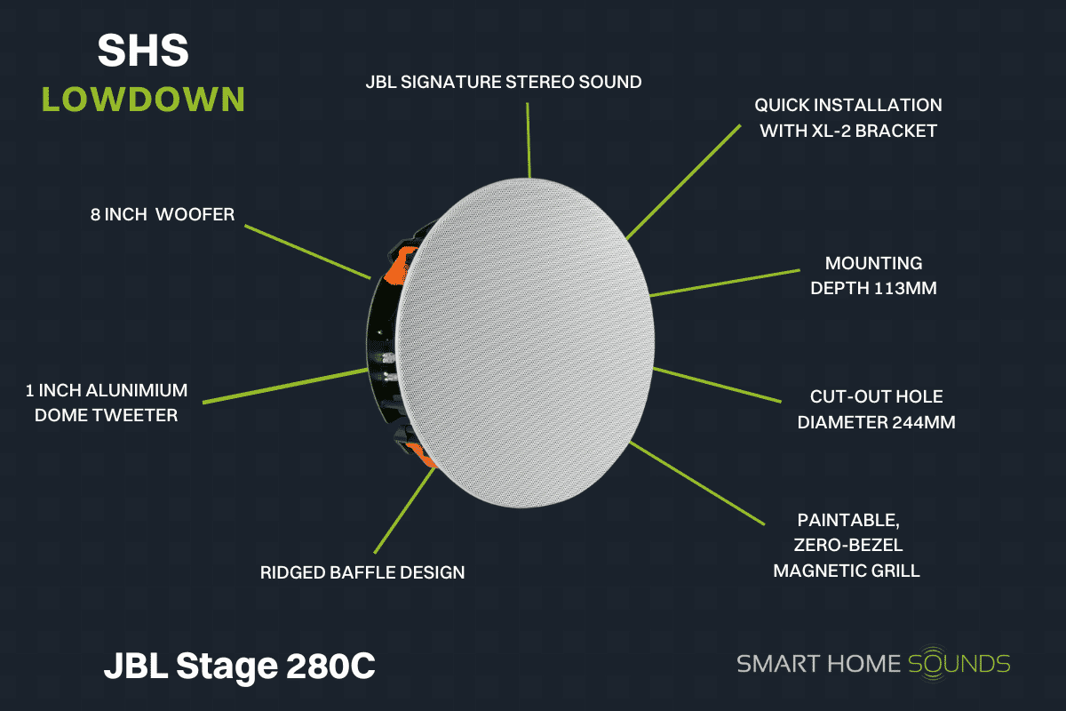 JBL Stage 280C In-Ceiling Speaker (Single) | Smart Home Sounds